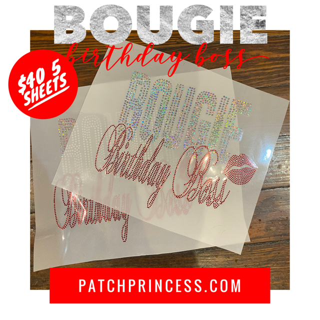 BOUGIE BIRTHDAY BOSS BLING TRANSFERS – PATCH PRINCESS