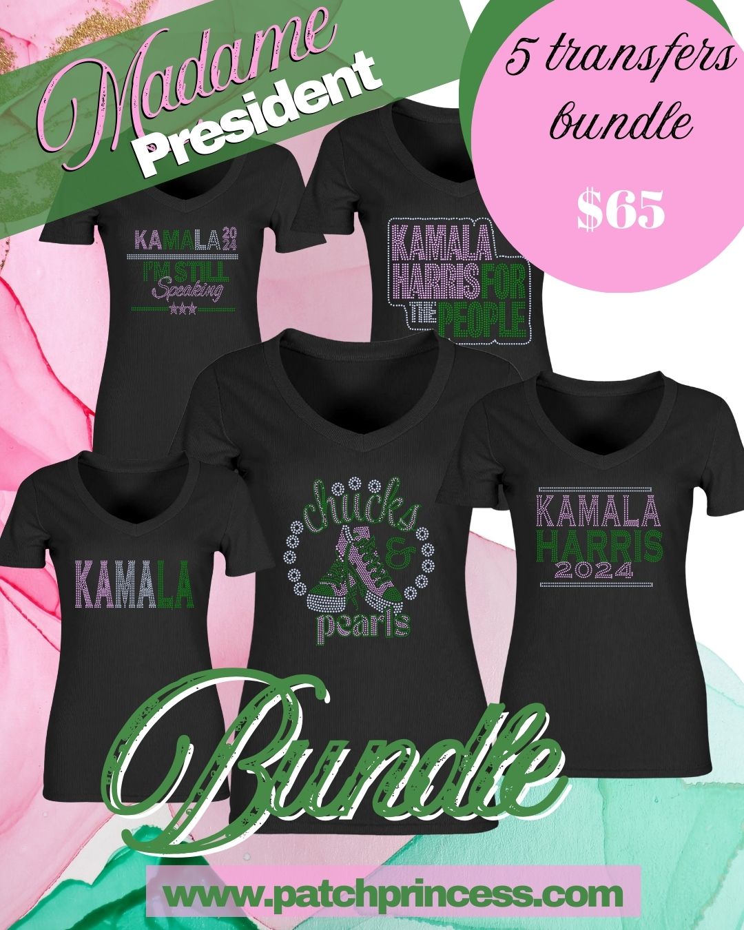 KAMALA MADAME PRESIDENT BUNDLE BLING TRANSFERS – PATCH PRINCESS